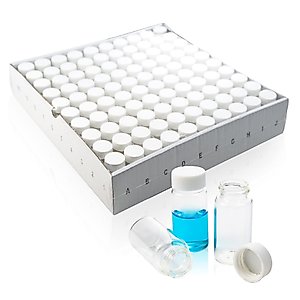 ALWSCI 20 ml Scintillation Vials Liquid Borosilicate Glass Sample Scintillation Counting Vials, 22-400 White Screw Cap, Silver Aluminum Foil Liner, Pack of 100