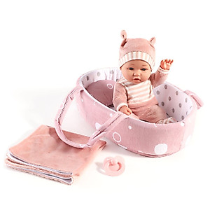 Enjoyin 12'' Baby Doll Playset with Washable Doll Accessories Includes Carrier Bassinet Bed, Pacifier, Blanket, and Pillow, First Baby Dolls for Toddlers 36 Months and Up