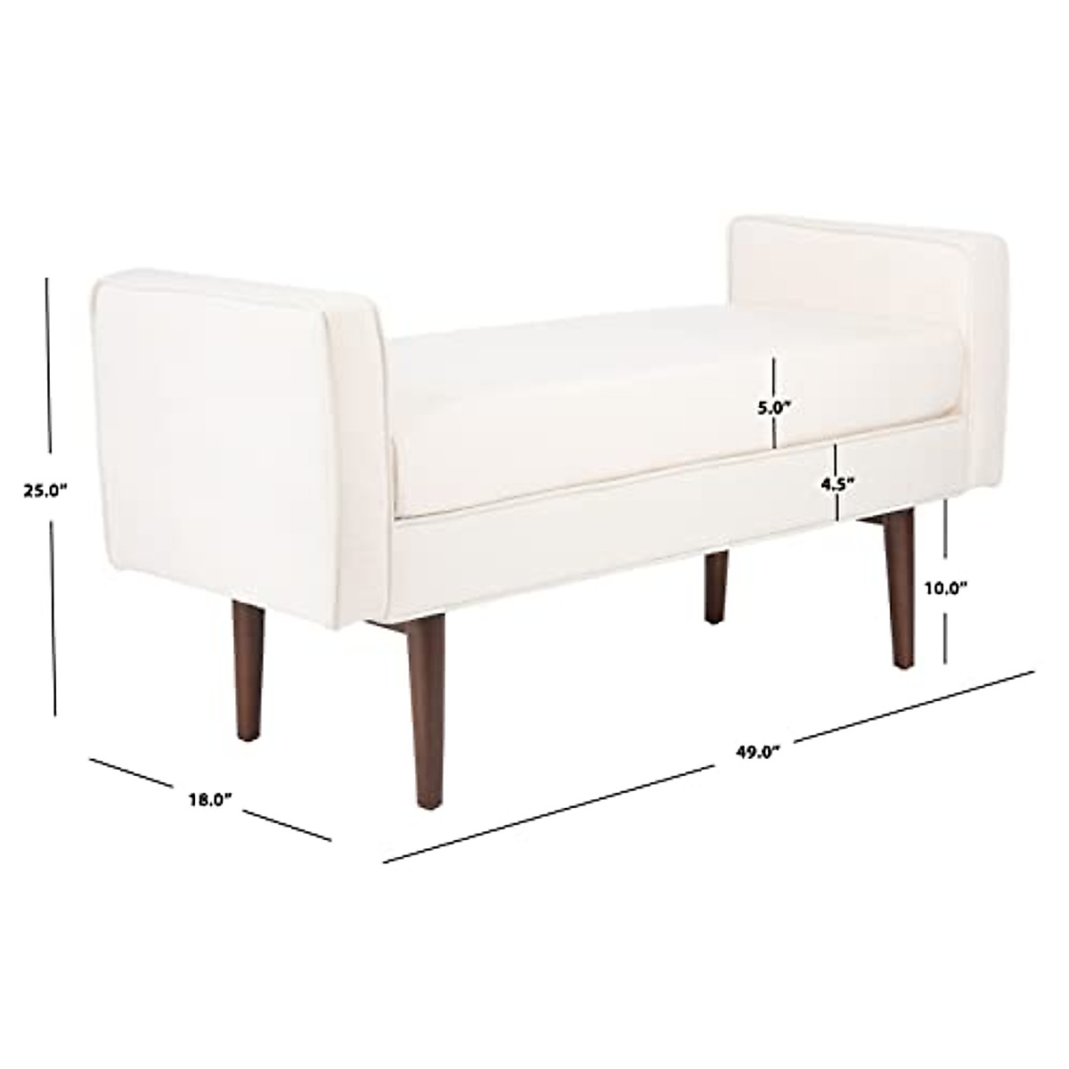 Safavieh Home Henri 49-inch Mid-Century Light Beige and Walnut Bench