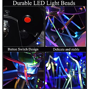 LED Neon Ferris Wheel Champagne Wine Acrylic Cup Holder, Colorful Light Spinning Stand with 12 Glasses Cups, Party Bar Drinking Tumblers Stand for Birthday, Wedding, Anniversary, 18" High