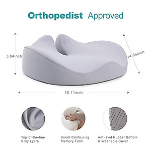 Foamula Seat Cushion for Office Chairs, Memory Foam Sciatica Pain Relief Pillow, Seat Cushion for Hip, Tailbone, Coccyx Pain, Desk Chair Cushion for Office, Home Chair, Gaming Chair, Car, Wheelchair