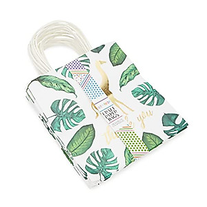 Juvale 12 Pack Safari Thank You Bags with Tissue Paper, Wild One 1st Birthday Themed Decorations for Girls and Boys (8 x 9 x 4 In)
