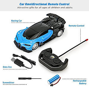 GaHoo Remote Control Car for Kids - 1/16 Scale Electric Remote Toy Racing, with Led Lights Rechargeable High-Speed Hobby Toy Vehicle, RC Car Gifts for Age 3 4 5 6 7 8 9 Year Old Boys Girls (Blue)