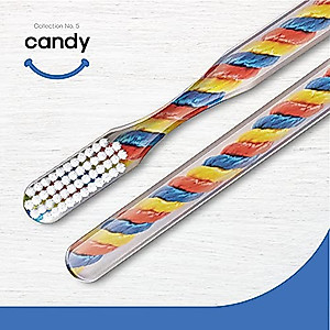 SMYL Toothbrush, Toothbrushes for Adults with Nylon Bristles, Oral Care and Plaque Removal, Day at The Beach Design, Pack of 4