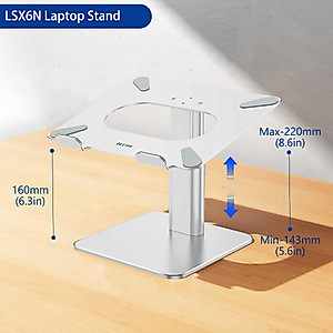 BESIGN LSX6N Laptop Stand, Ergonomic Adjustable Notebook Riser Holder, Computer Stand Compatible with Air, Pro, Dell, HP, Lenovo More 10-15.6" Laptops, Silver