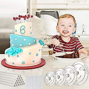 Cake tier stacking kit - 20 Pieces White Plastic Cake Sticks Support Rods with 4 Pieces Cake Separator Plates for 4, 6, 8, 10 Inch Cakes and 12 Pieces Clear Cake Stacking Dowels for Tiered Cakes
