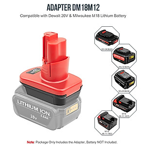 ADVTRONICS Battery Adapter for Milwaukee 12V M12, for DeWalt 20V & for Milwaukee M18 18V Lithium Battery Convert to for Milwaukee M12 12V Battery, for Milwaukee M12 12V Power Tool