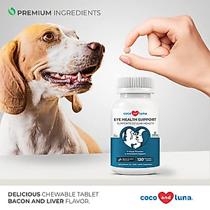 Eye Support for Dogs - 120 Chewable Tablets - Dog Supplements for Vision, Eye Vitamins for Dogs, Antioxidant, Dog Omega Supplement, Omega 3 EPA and DHA Fatty Acids, Lutein and Astaxanthin