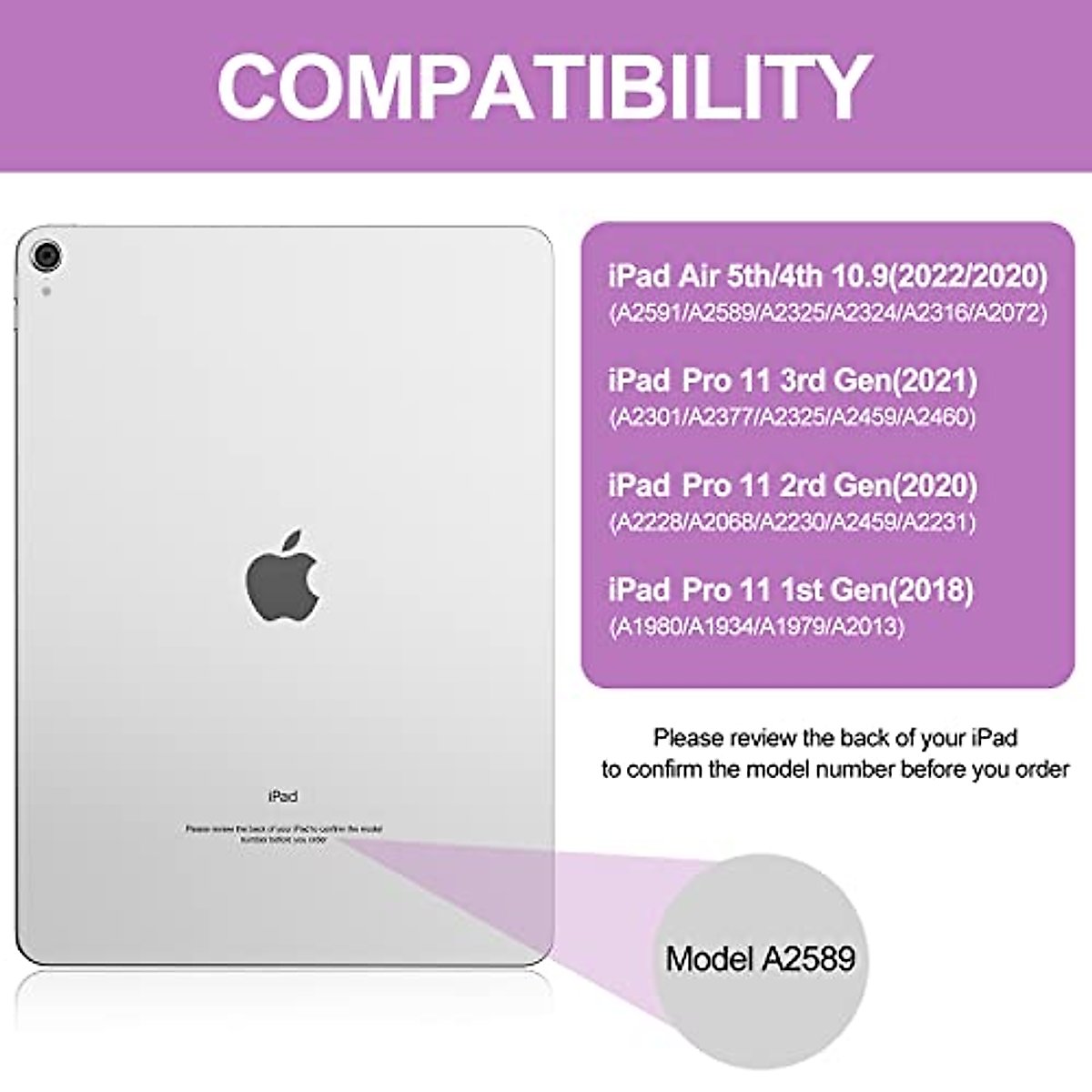 OYOSUOGG Touch ipad Air 5th Generation Case with Keyboard, ipad Pro 11 inch Case with 7 RGB Backlight & 360°Rotatable Keyboard, Magic Trackpad Keyboard Case for Air 4th Gen with Pencil Holder, Purple