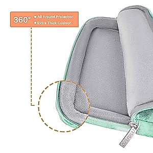 MOSISO 360 Protective Laptop Sleeve Compatible with MacBook Air/Pro, 13-13.3 inch Notebook, Compatible with MacBook Pro 14 inch 2023-2021 A2779 M2 A2442 M1, Watercolor Marble Bag with Belt, Green
