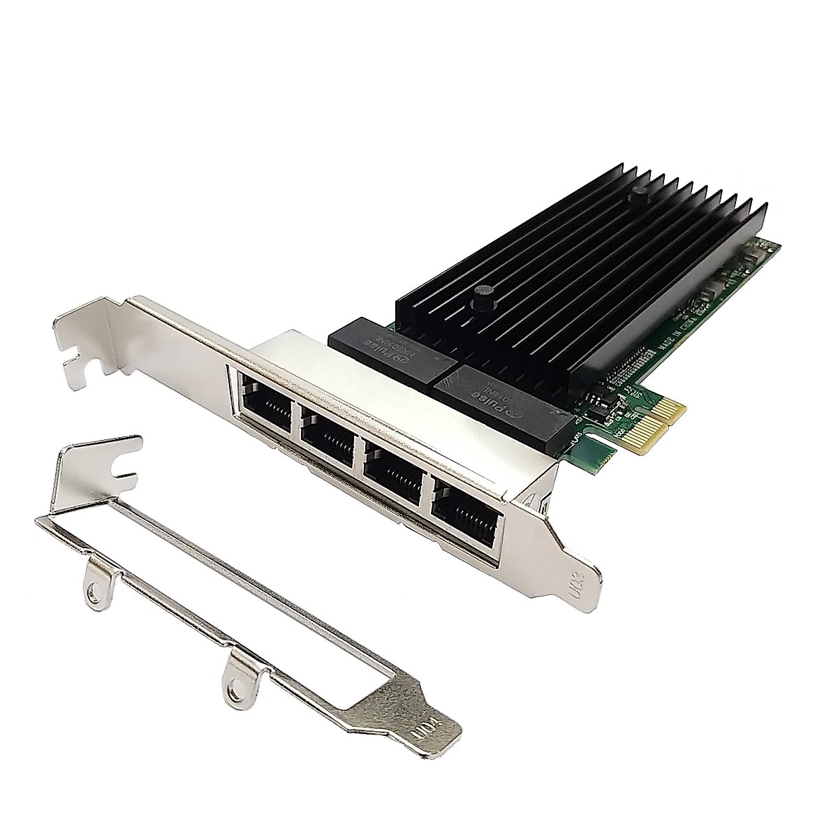 HINYSENO 4 Port RJ-45 10/100/1000Mbps PCI-Express x 4 Gigabit Ethernet Server Adapter Quad-Port Network Interface Controller Card for Intel 82576 Chipset, Compare to Intel 82576