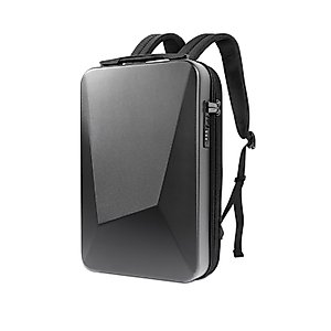 HANSSHOW Cyberbackpack Hard Shell Laptop Backpack, 17 Inch TSA Anti-Theft Waterproof Backpack, USB Charging Port Slim Bookbag