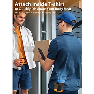 2024 Upgraded Portable Waist Fan 100 Speed 12000rpm Top-Notch Wind 20h Working Time, Personal Belt Fan Clip On Waist Cooling For Shirt,Battery Powered For Outdoor, Working, Camping, Hiking(Orange)