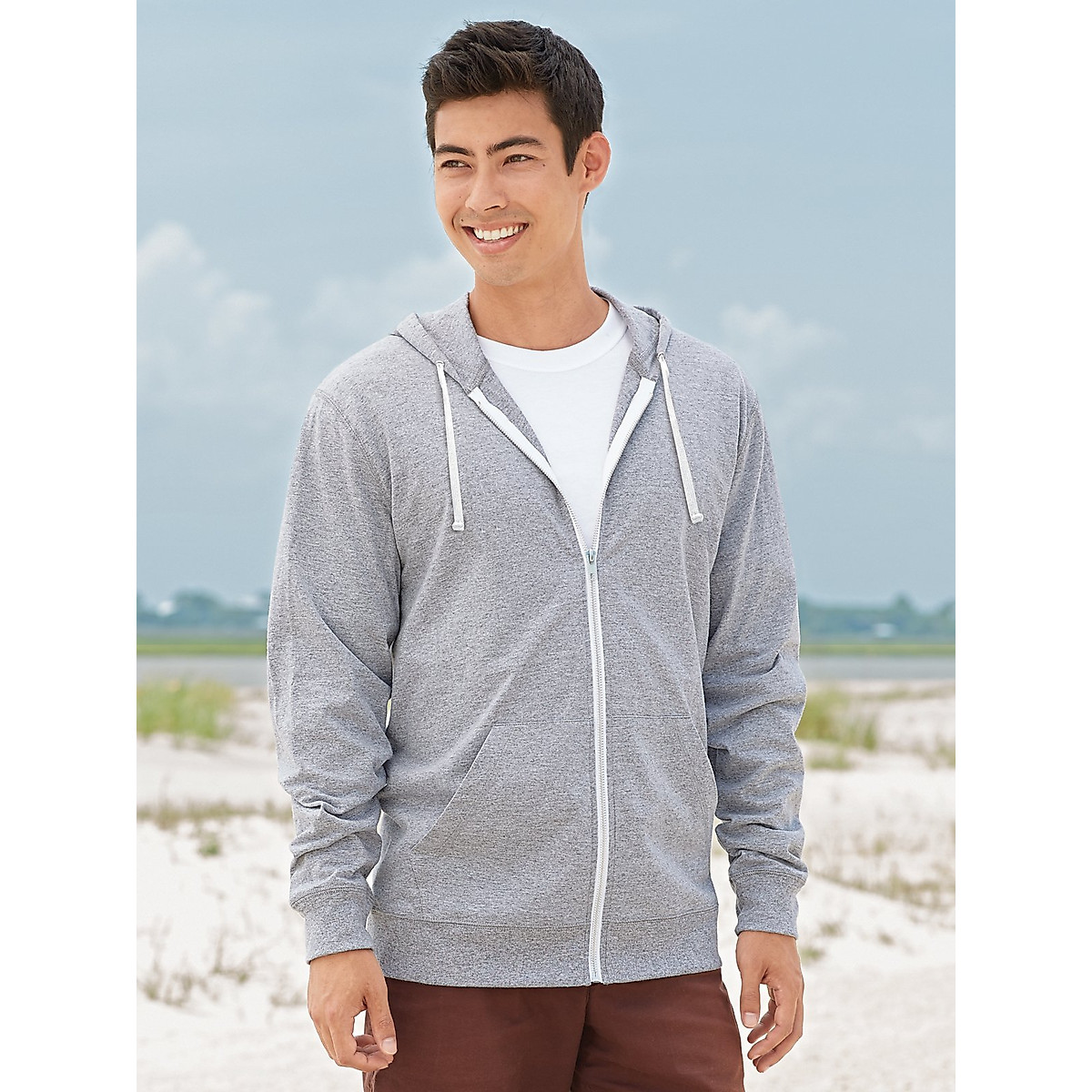 Fruit of the Loom Men's Lightweight Cotton Full-Zip Hoodie, Admiral Blue, Small