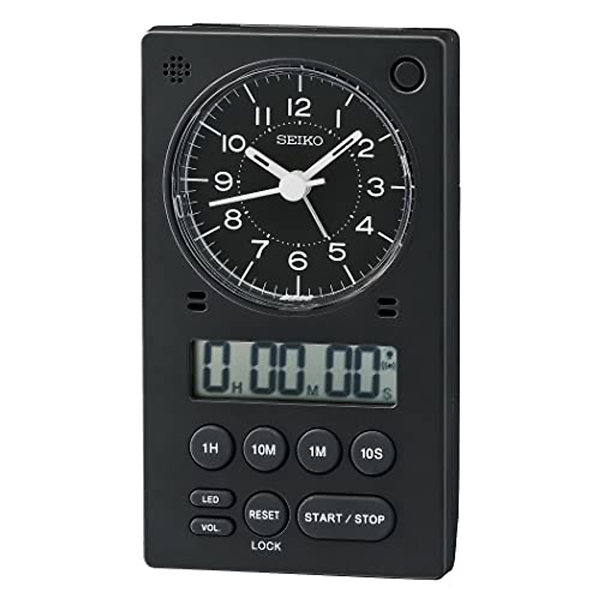 Seiko 3 in 1 Alarm Clock, Stopwatch and Timer, Black
