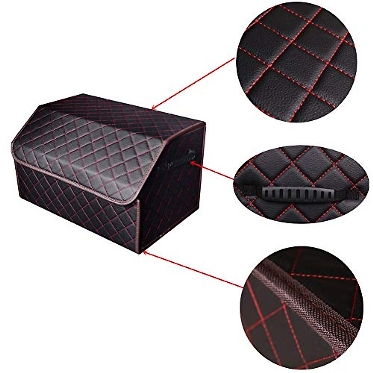 Yafeco Multipurpose collapsible Car Trunk Storage Organizer with Lid - Portable Car Storage Box Bin SUV Van Cargo Carrier Caddy for Shopping Camping Picnic Home Garage