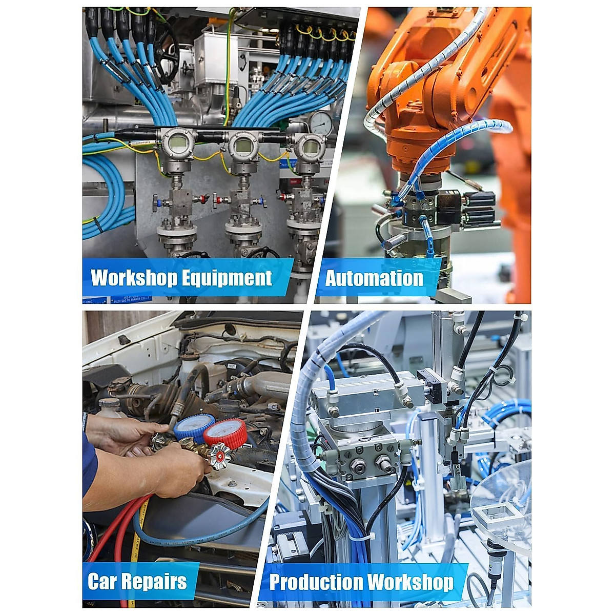 60PCS DOT Air Line Fitting Kit Kalolary Quick Connect Hose Fitting for Pneumatic Pipe 1/2 3/8 1/4 1/8" Push To Connect Fittings with NPT Threads Air Hose Fitting Air Tool Accessories for Workshop Car