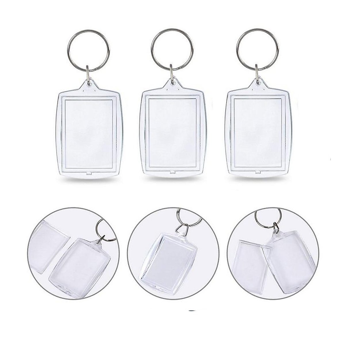 vipolish 25Pcs Acrylic Photo Frame Keyring Clear Blank DIY Photo Image Keychain Wallet Friendly Picture Frame Framework Key Buckle Ring for Women and Men Rectangle Shape
