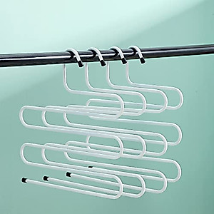Kyraton Pants Hangers S-Shaped Non-Slip 4-Pack Trouser Hanger PP Hanger, Closet Space Saving, Hangers Closet Storage Organizer for Pants, Jeans, Scarves, Towels Hanging (White).