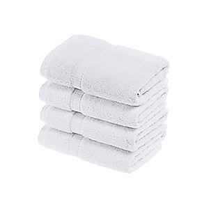 SUPERIOR Solid Egyptian Cotton Hand Towel Set, 20" x 30", White, 4-Pieces