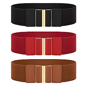 SATINIOR 3 Pieces Women Wide Belt Elastic Cinch Waistband Stretch Dress Belt for Ladies