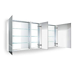 Krugg 60 Inch Tri-View Medicine Cabinet | Recess or Surface Mount | Blum Hinge 170 Degree Soft Close | (60"x30"