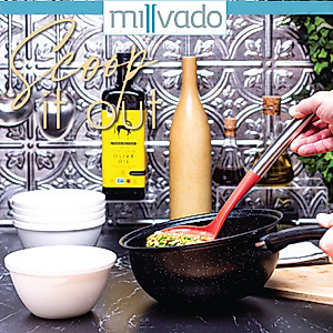 Millvado 3.5 Quart Saucepan, Naturally Nonstick Ceramic Sauce Pots, Small Sauce Pan for Cooking and Boiling, Ceramic Cooking Pot for Stovetop, Campfire, Outdoor Stove