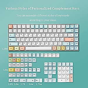 GMKWTL XVX PBT Keycaps 136 Keys, Custom Cute Keycaps Full Set, Japanese Dye-Sublimation Cherry Profile Keycaps for Cherry Gateron MX Switches Mechanical Keyboard