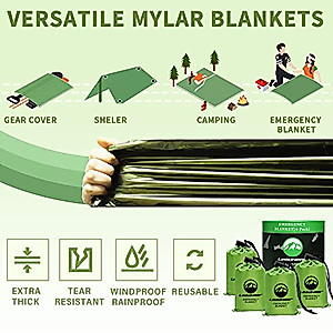 Emergency Blankets - 4 Pack Extra-Large Mylar Space Blankets, Outdoor Waterproof Ultralight Thermal Foil Space Blankets for Hiking, Camping, Running, Car Use