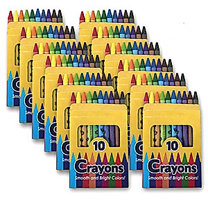 Trail maker 12 Pack Crayons - Wholesale Bright Wax Coloring Crayons in Bulk, 10 Per Box, 12 Box Bundle Art Set