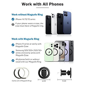 EIOSUN Magnetic Car Mount Compatible with MagSafe Case and iPhone 13/14 Pro Max/iPhone 12 Pro Max Mini, 360° Rotatable Strong Magnet Dash & Air Vent Phone Holder