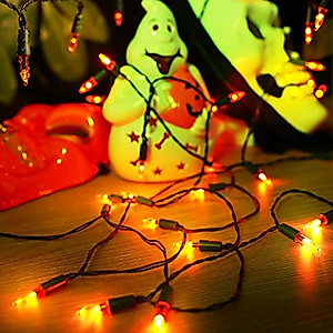 SEMILITS Halloween Decoration String Lights 100LED Orange Solar String Lights for Garden Home