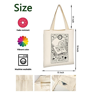 AUSVKAI Canvas Tote Bag Aesthetic for Women, Cute Sun&book Reusable Cotton Bags for Beach Grocery Gifts