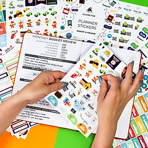 Budget Stickers by Clever Fox - 18 Sheets Set of 1030+ Unique Budget Planner Stickers for Your Monthly, Weekly & Daily Planner, Budget Planner, Calendar or Journal, Budget Sticker Book (Budget Pack)