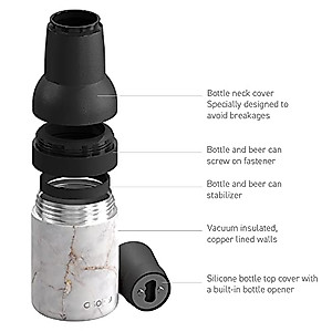 Asobu Frosty Beer Holder 2 Go Vacuum Insulated Double Walled Stainless Steel Beer Can and Bottle Cooler with Beer Opener Eco Friendly and Bpa Free (Marble)