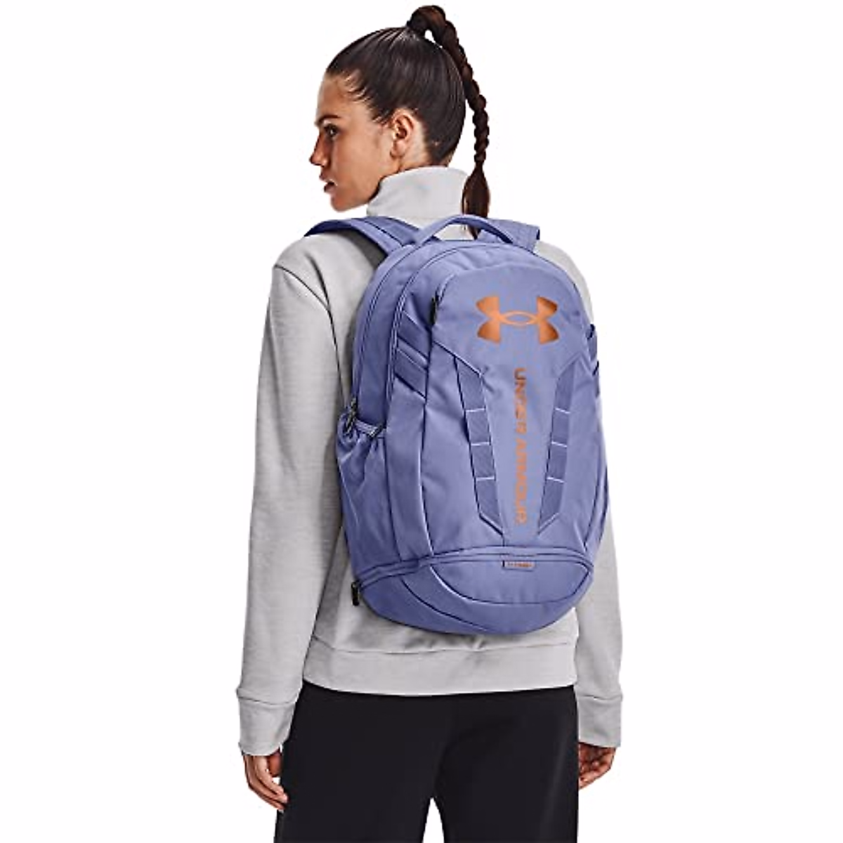 Under Armour Hustle 5.0 Backpack, (576) Peri/Peri/Metallic Light Copper, One Size Fits All