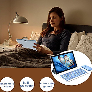 Tablet 2 in 1 Tablets 10 inch Android 12 Tablet Set with Keyboard Case Mouse Stylus Film, 4GB+64GB Tablets 10.1" Tab 1280*800 HD Touch Screen, 8MP Dual Camera Games Wi-Fi Bluetooth Tableta PC Blue.