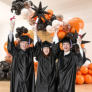 141pcs Black White Orange Balloon Garland Arch Kit, 18 12 10 5 Inch Black White Orange Confetti Latex Balloons with Foil Star for Birthday 2024 Graduation Halloween Party Decoration