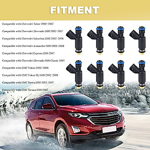 JDMON Compatible with Fuel Injectors Chevy Tahoe Silverado Suburban Avalanche Express 1500 GMC Yukon Sierra Savan 1500 5.3L 2002-2007 Replace 25326903 12580426 Pack of 8