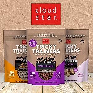 Cloud Star Tricky Trainers Soft & Chewy Dog Training Treats 5 oz Pouch, Cheddar Flavor, Low Calorie Behavior Aid with 130 treats