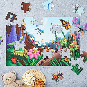 BLUE PANDA 48 Piece Giant Bugs and Insects Jigsaw Puzzle for Kids Ages 3-5 and 4-8, Jumbo Floor Puzzle for Toddler Preschool Learning (2 x 3 Feet)