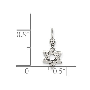 Solid 925 Sterling Silver Small Star of David Lucky Jewish Charm Pendant - 10mm x 7mm