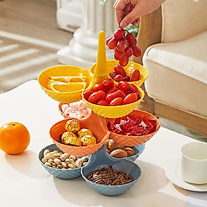 Fruit Tray, Superimposed Decor Candy Plate, Serving Platter, Serving Tray, Dry Fruit Plate for Wedding Home Living Room, Orange