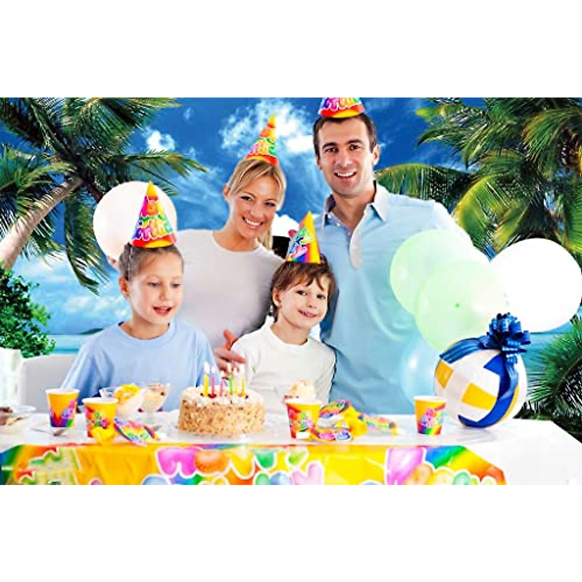 Baby Moana Backdrop Green Coco Tree Leaves Blue Ocean Photo Background Moana Themed Photography Backdrop7x5FT (7x5FT)