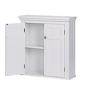 Spirich Home Bathroom Cabinet Wall Mounted, Hanging Bathroom Storage Cabinet Over Toilet, Medicine Cabinet with Doors and Shelves (White)