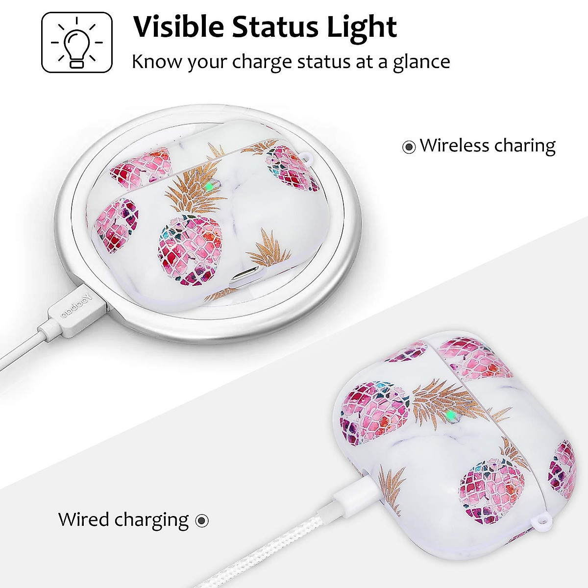 AirPods Pro 2nd Generation/1st Generation Case-KOREDA Cute Printed Design Hard Case for Airpods Pro 2, Shockproof Protective Cover for Airpods Pro with Keychain for Women Men