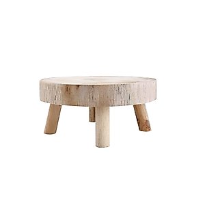 UNIE Mini Wooden Stool Round Garden Flower Display Stand Decorative Short Stool for Indoor Outdoor Office Dining Room