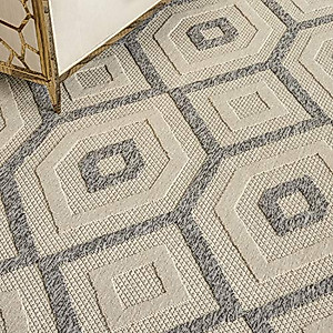 Nourison Palamos Indoor/Outdoor Cream 7'10" x 9'10" Area Rug, Easy-Cleaning, Non Shedding, Bed Room, Living Room, Dining Room, Backyard, Deck, Patio (8x10)