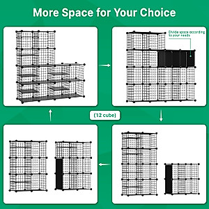 Kiivoena Wire Cube Storage Organizer, 12 Cubes Converted into 14 Cubes, Sturdy Metal Grids Storage Shelf Closet Shelving Units and Storage, Shelves for Bedroom LIvingroom Office