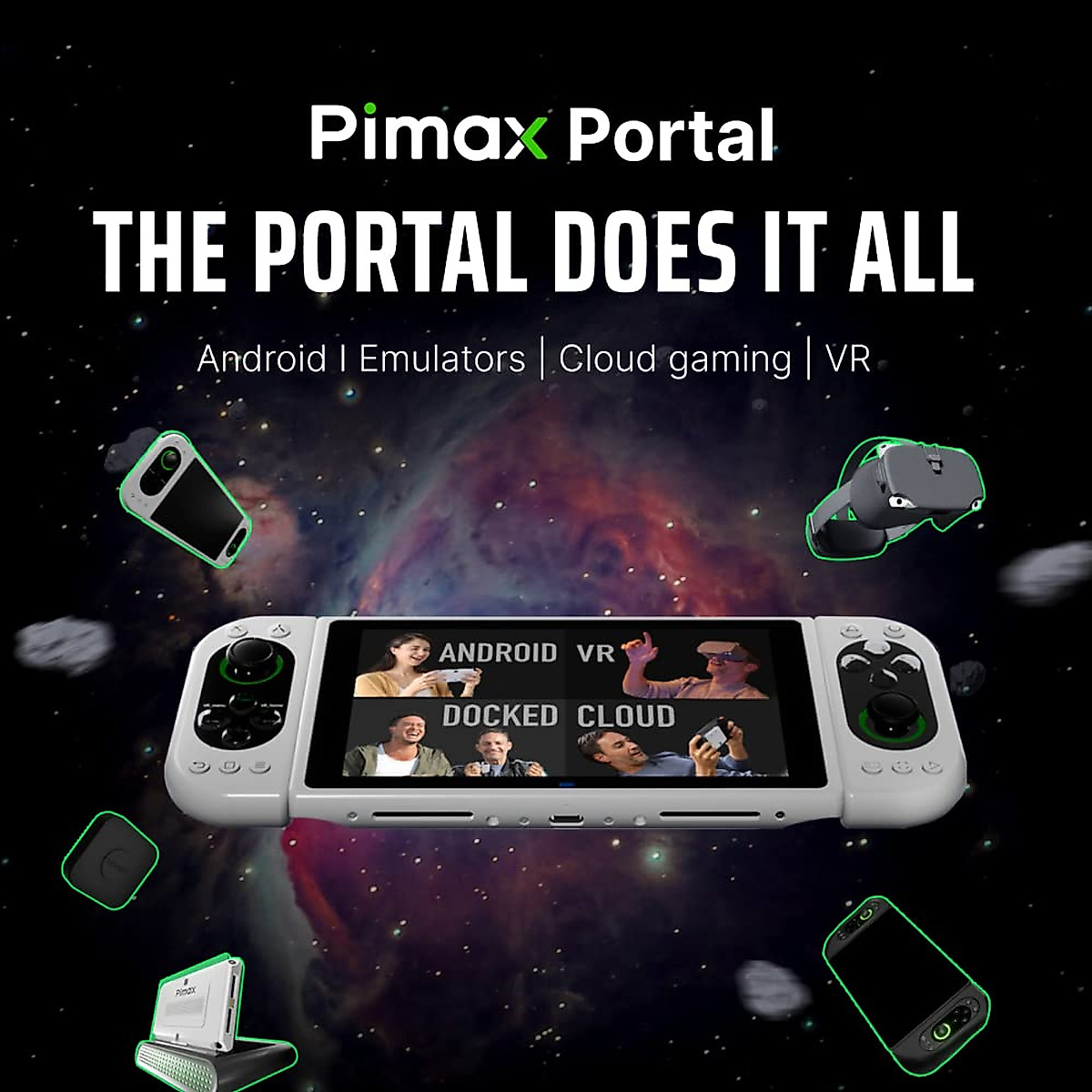 Pimax Portal Handheld Game Console - Compatible with Cross-platform games of Google play, Steam, Xbox, PS and Nintendo, Gaming Console with light weight design, 4K 120Hz, 8G+128G, White